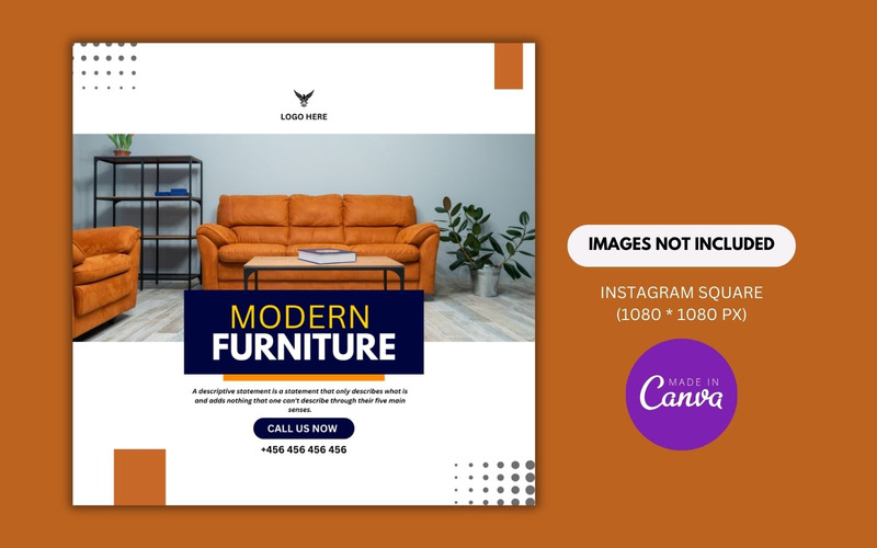 Modern Home Furniture Canva Design Template Post