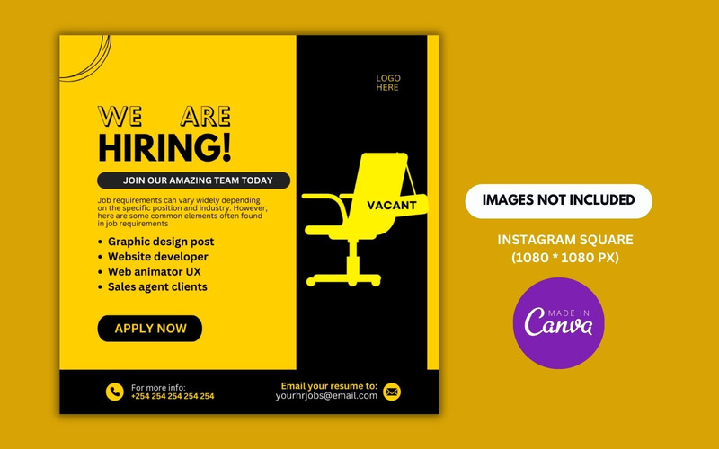 Vacant Job Position Canva Design Template Post