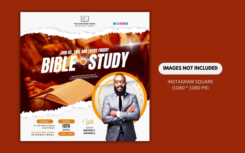 Bible Study Church Design Template Poster - TemplateMonster