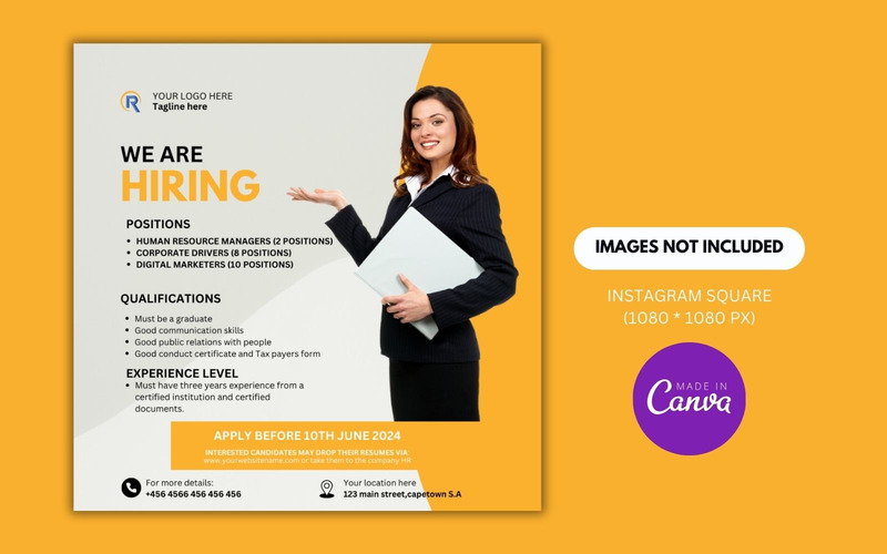 Modern Hiring Canva Design Template #402659 - TemplateMonster