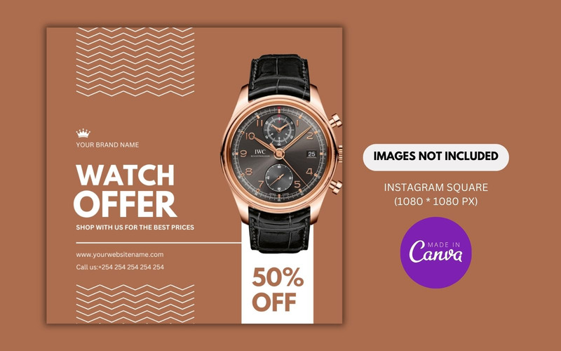 Watch Offer Sale Canva Design Template - TemplateMonster