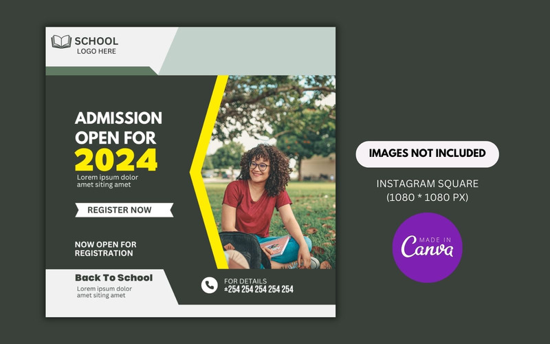 School Registration Open Canva Design Template