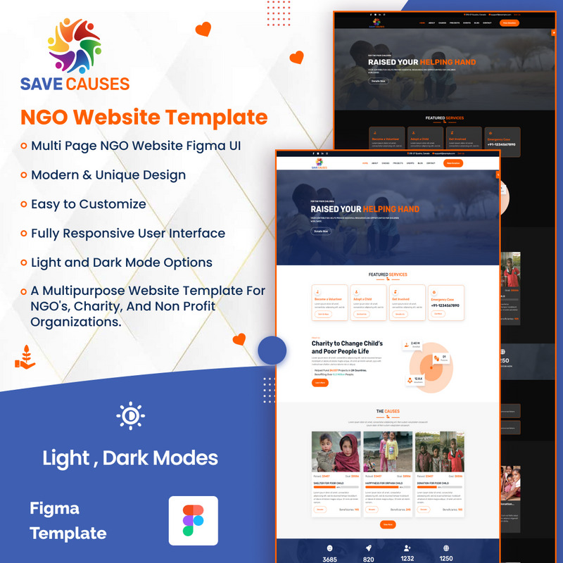 Save Causes NGO Figma Template For Multipage Website