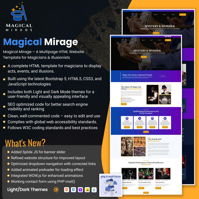 Magical Mirage - Multi-Page Magician Website HTML Template