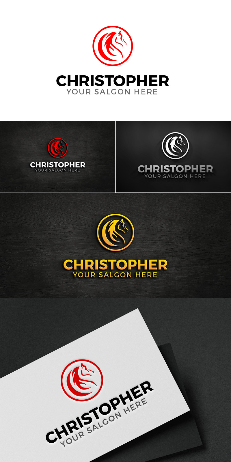 C Letters Logo - C Horse Logo -Christopher Letters Logo Design Tamplete