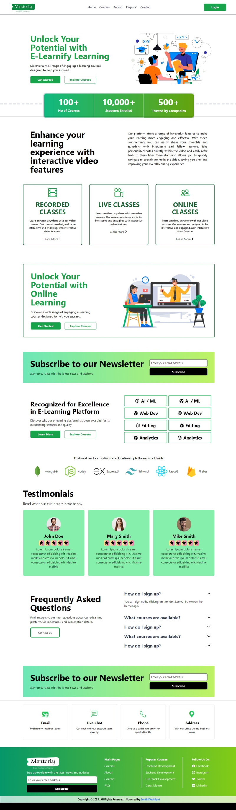 Mentorly | React JS E-Learning Platform Template For Your Need ...