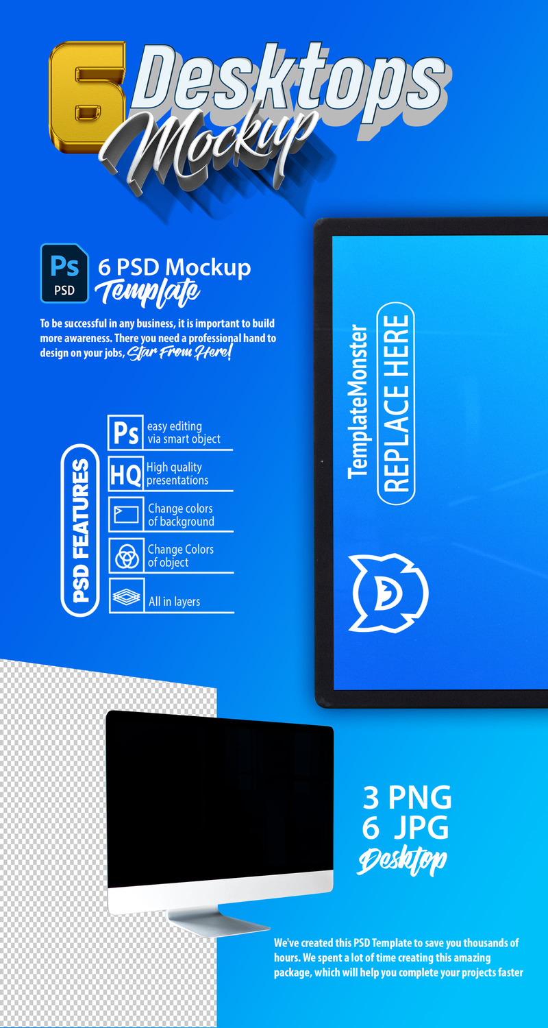 Desktop Mockup - PSD Computers Template - TemplateMonster