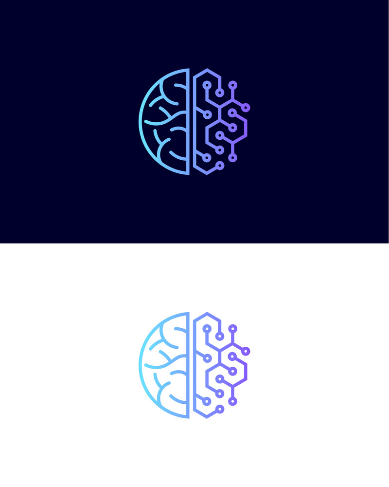 Digital Brain Ai Logo Design Template Vector