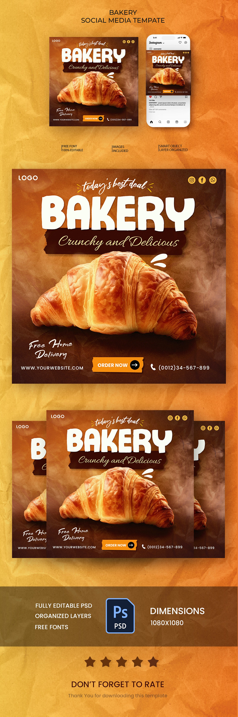 Bakery Social Media Post template #443301 - TemplateMonster