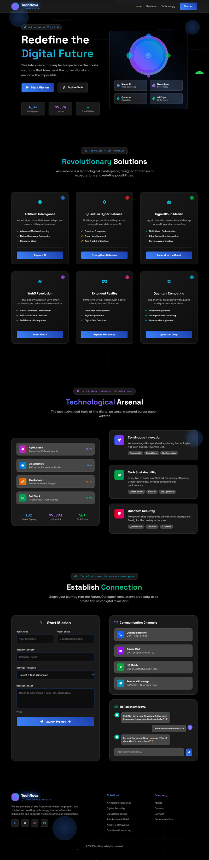 TechNova - Futuristic Cyberpunk HTML Template for Tech Startups