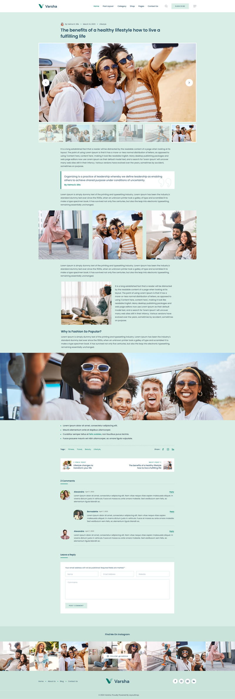 Varsha - Lifestyle Personal Blog Figma Template