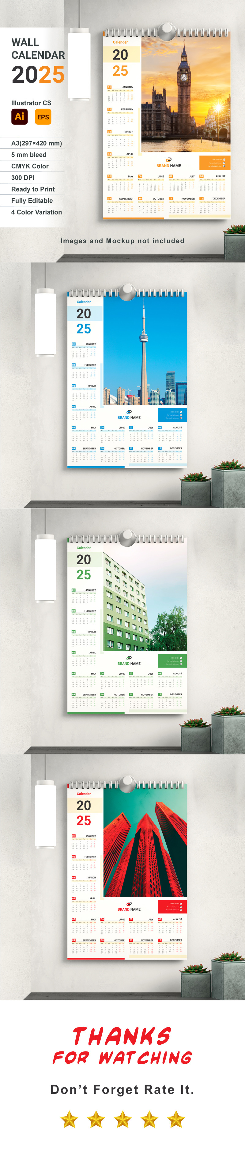 One Page Calendar Design For Office Desk Or Wall Template