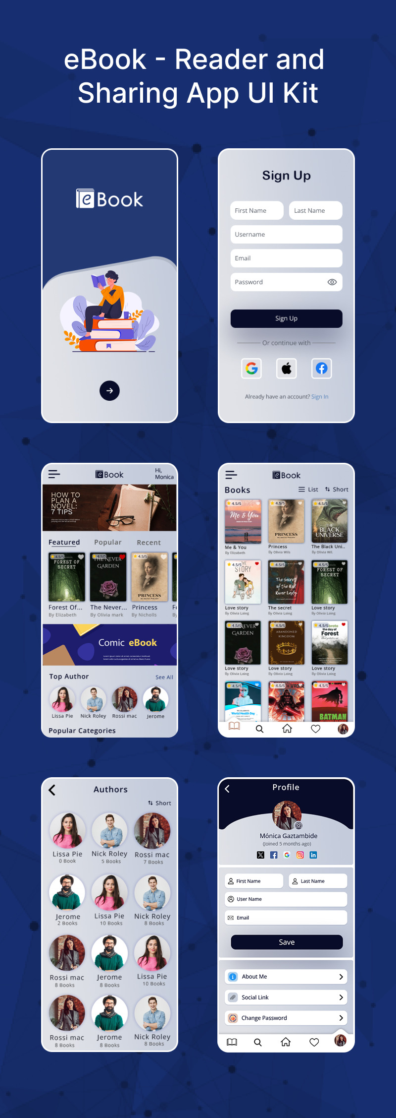 EBook - Reader and sharing App UI Kit - TemplateMonster