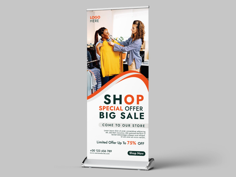 Shopping Center Stand Rollup Banner Template