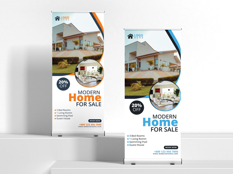 Designing roll-up banners real estate homes - TemplateMonster