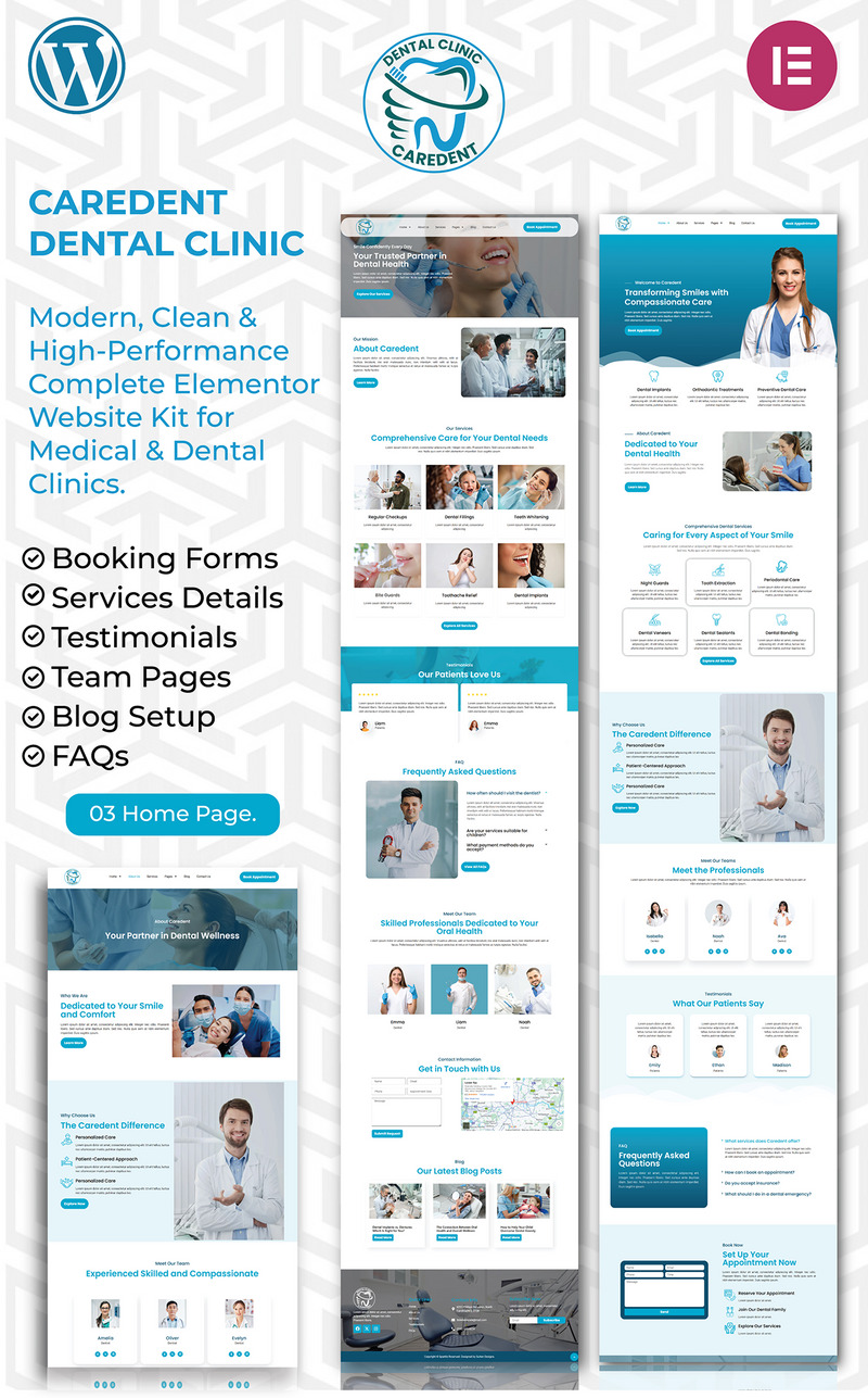 Kit gratuit de site web moderne pour clinique dentaire Caredent