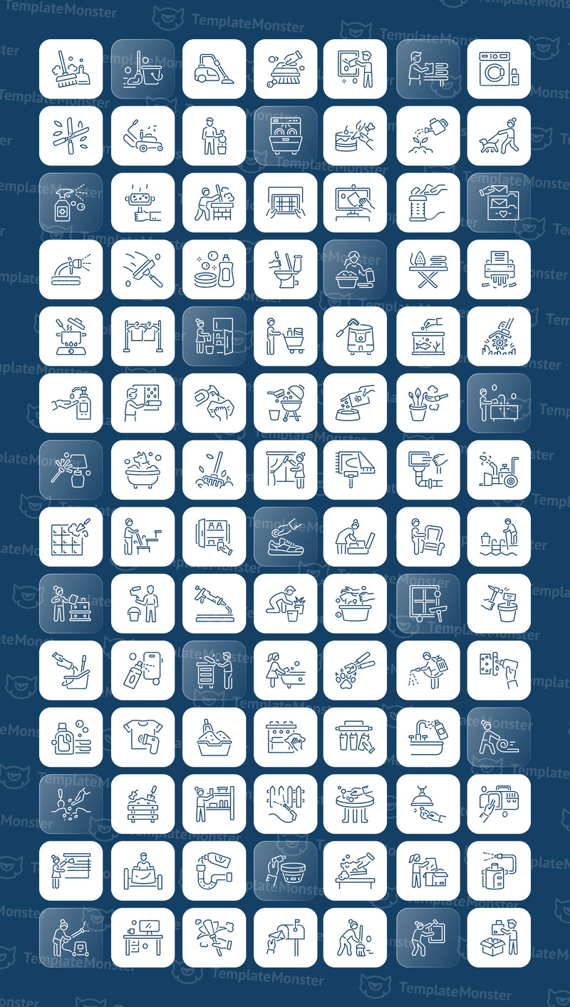 Household Chores Icons Set #469229 - TemplateMonster