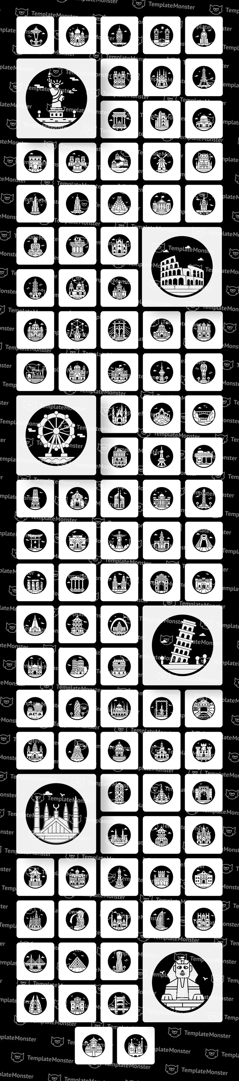 World Famous Landmarks Icons #465007 - TemplateMonster