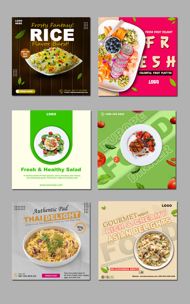 Food Business Social Media Post Templates – 20 PSD Designs for ...