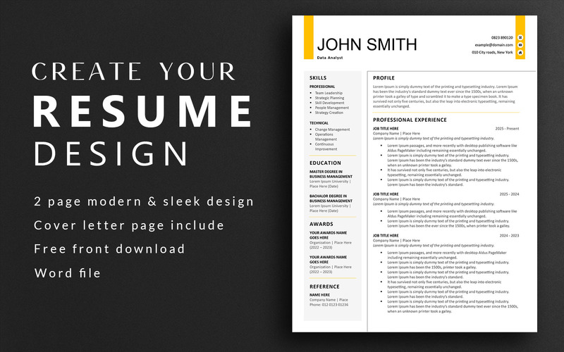 Professional Resume Template in Microsoft word