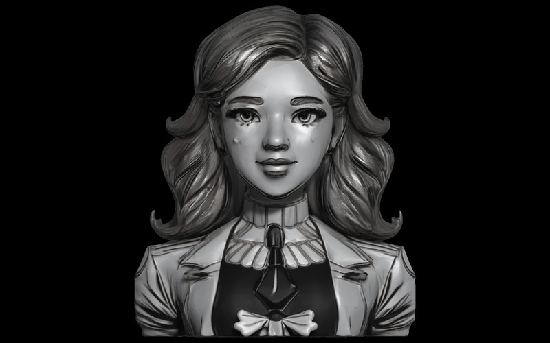 Victorian-Inspired Female Character Bust Free 3D Model