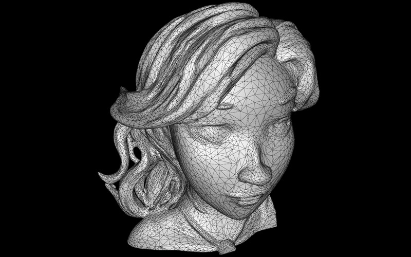 Stylized Female Bust - Metallic Sculpture 3D Model