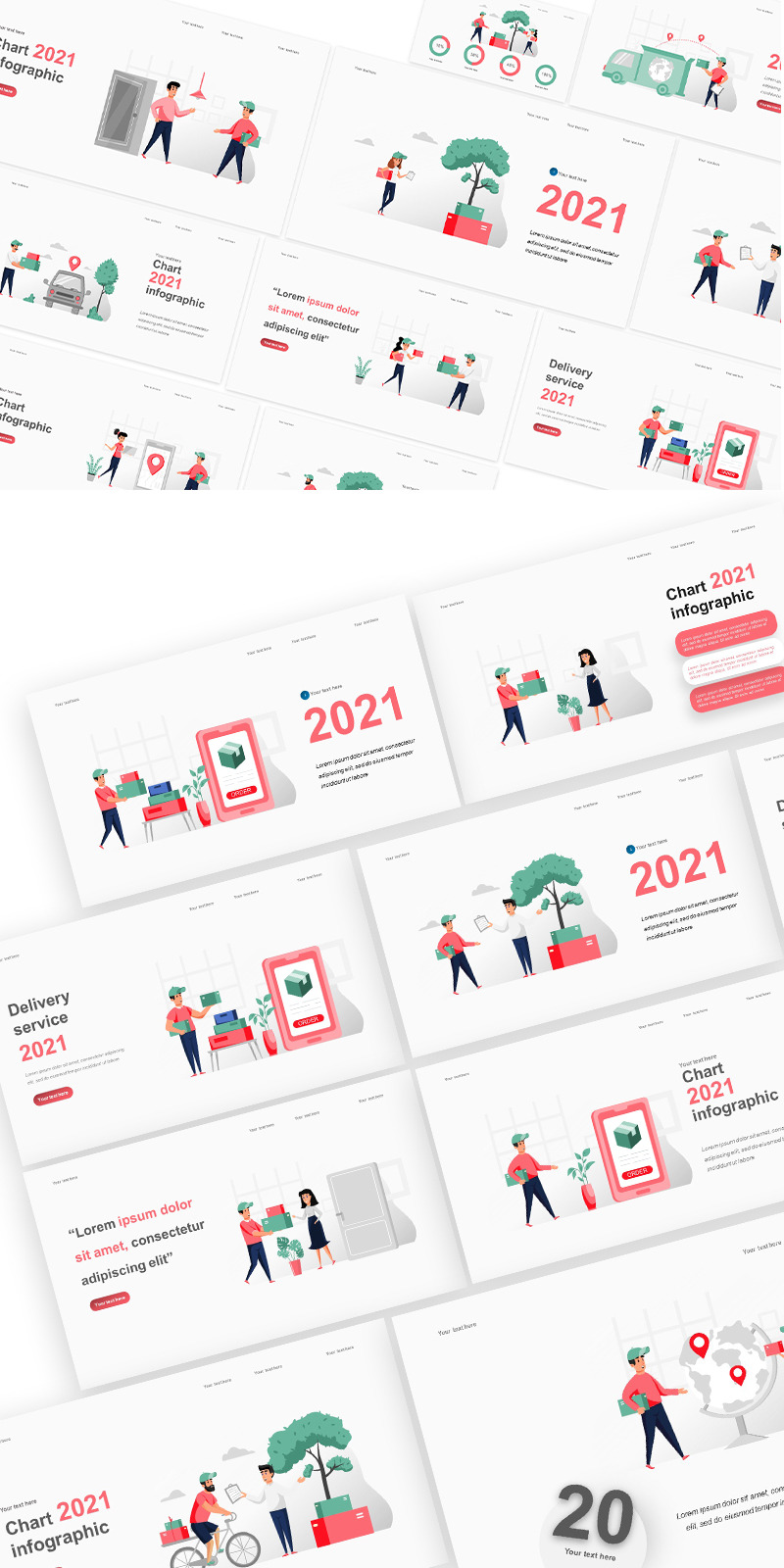 Delivery Illustration Powerpoint Template - TemplateMonster