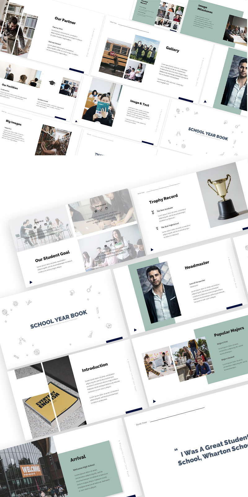 Plantilla de PowerPoint - libro del año escolar