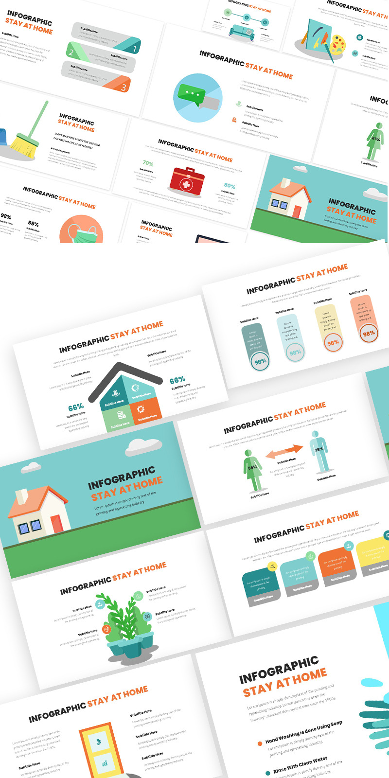 Plantilla de PowerPoint - infografía de estancia en casa