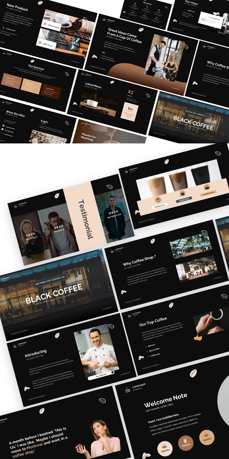 Black Coffee Shop Powerpoint Template - TemplateMonster