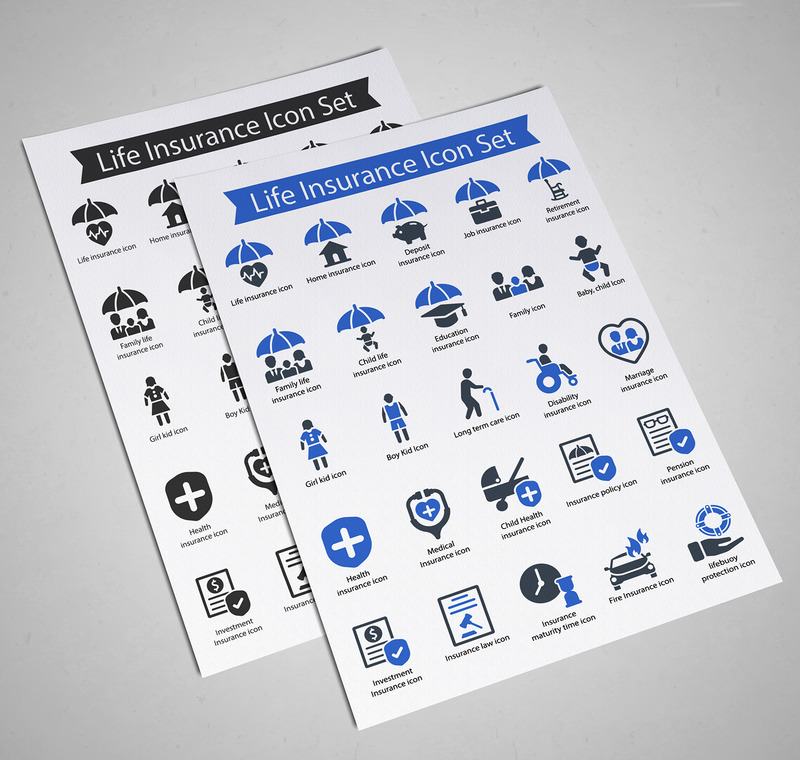 Life Insurance Icon Set Template #202893 - TemplateMonster