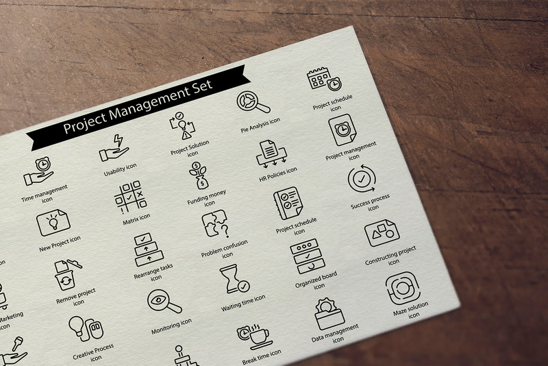 Project Management line Icon Set #286279 - TemplateMonster