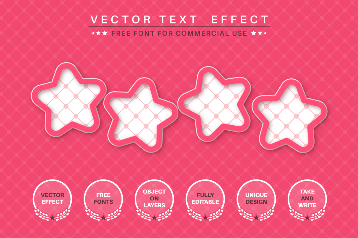 Pink Outline - Editable Text Effect, Font Style Illustration