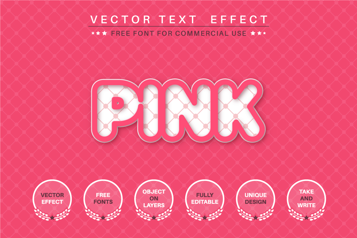 Pink Outline - Editable Text Effect, Font Style Illustration