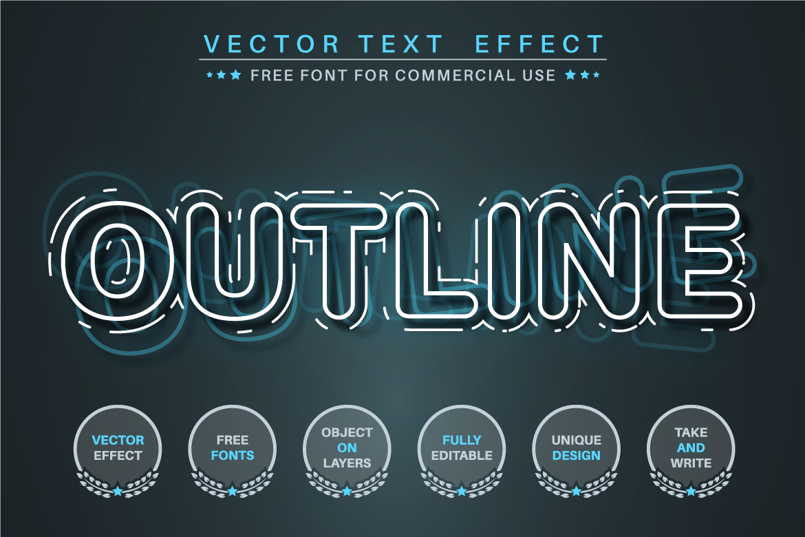 Glow Stroke- Editable Text Effect, Font Style Illustration