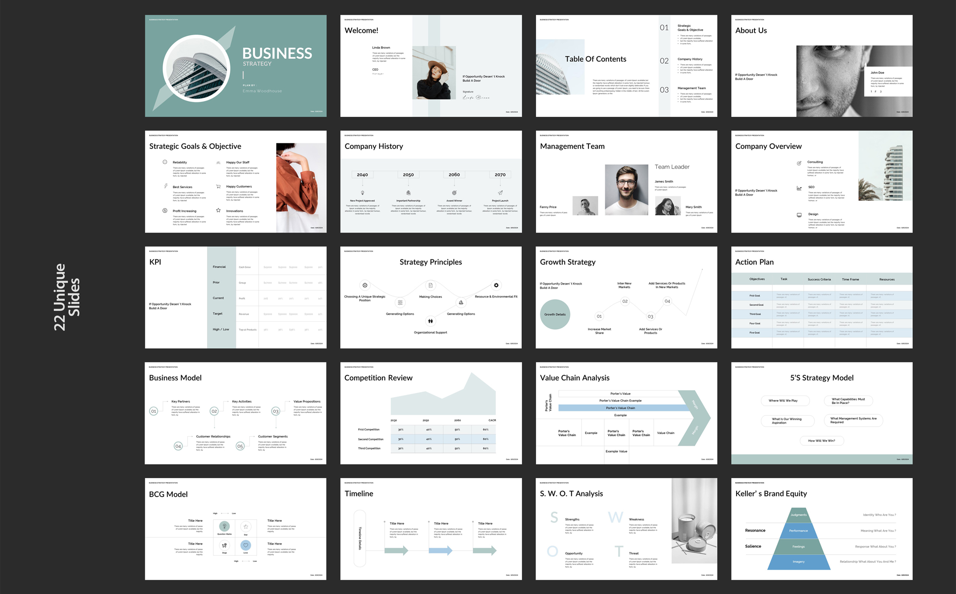 Creative Minimal Business Strategy Presentation Template For 21