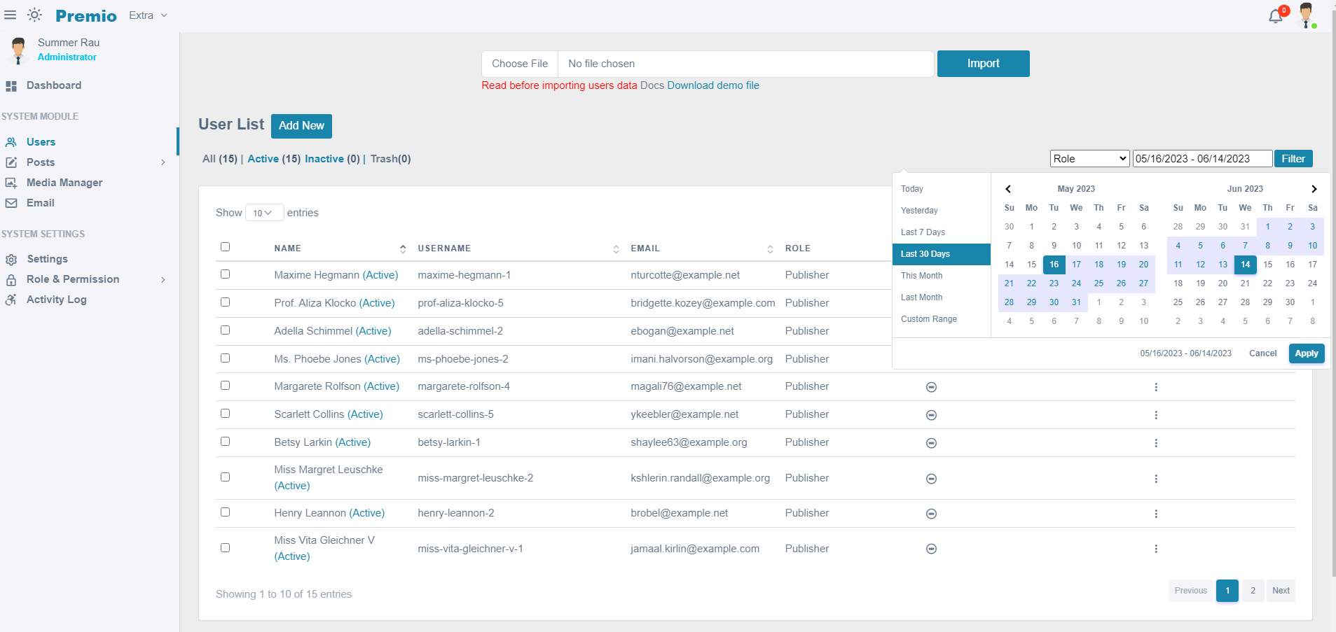 Premio - A Powerful Dynamic Admin Panel For Laravel Developers